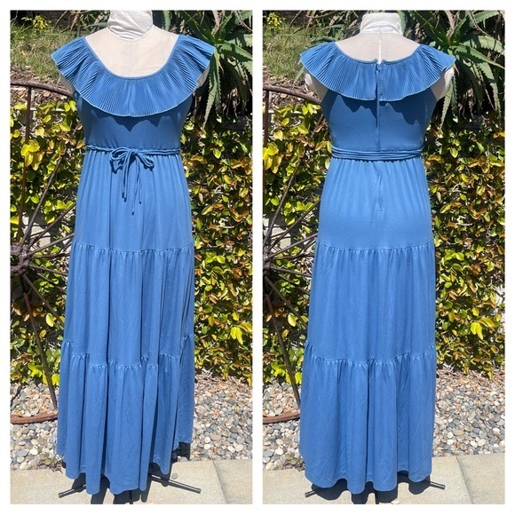 Vintage | Dresses | Vintage 97s Young Edwardian Blue Maxi Dress | Poshmark